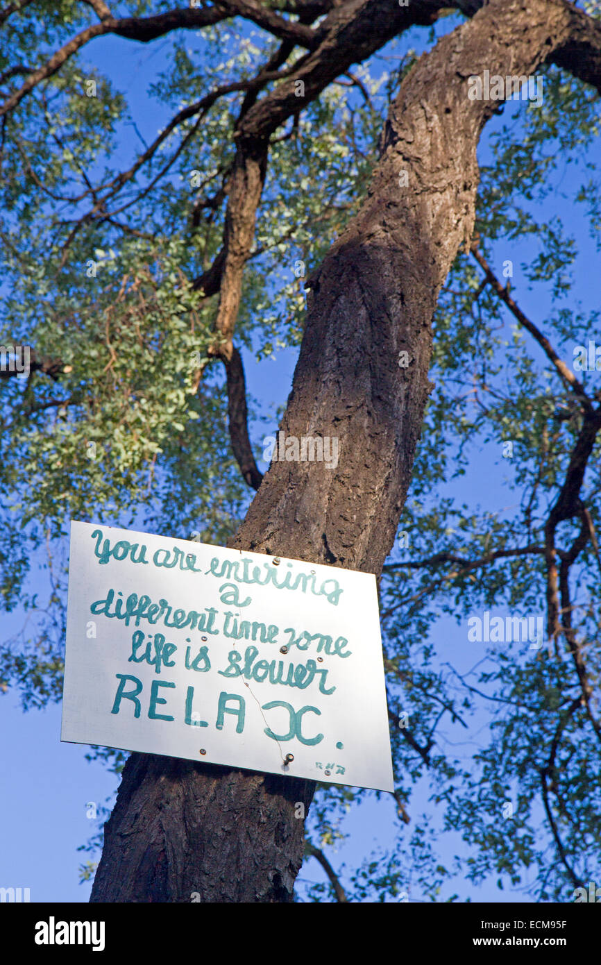 'Relax' sign in Queensland's quirky Gemfields region Stock Photo - Alamy