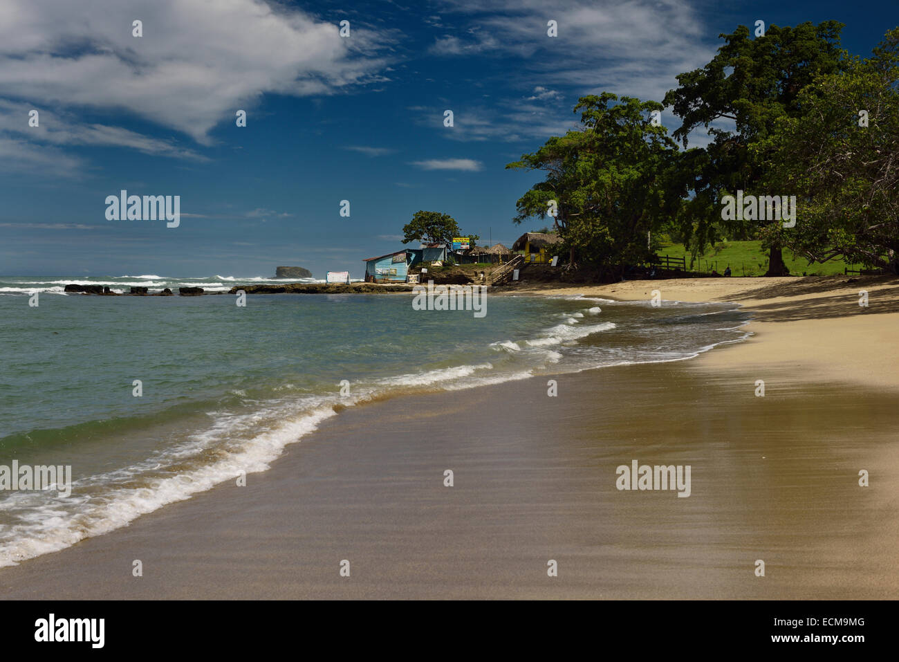 Wide sand beach and shanty gift shops in Maimon Bay at Riu beach resort ...
