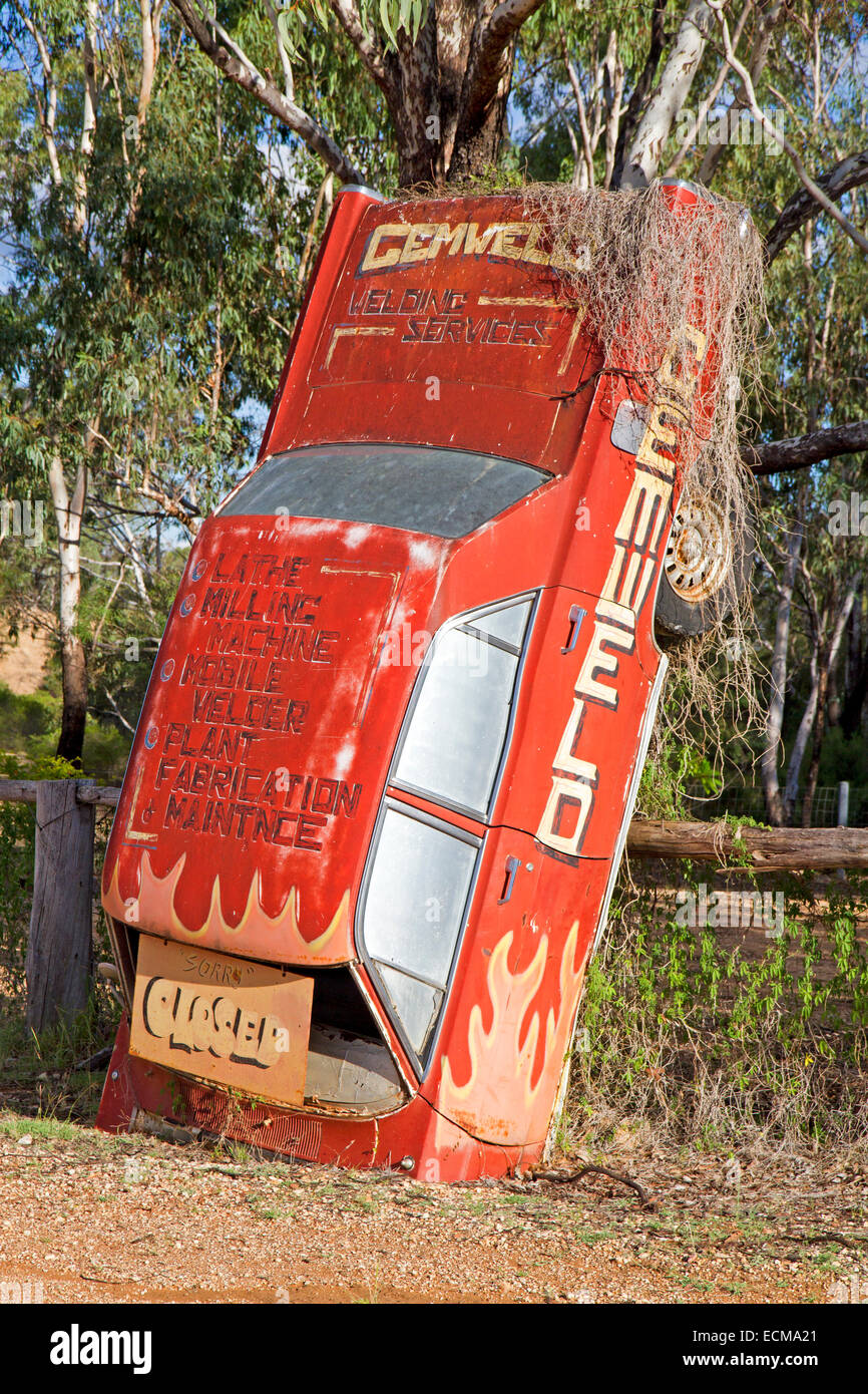 Advertising 'sign' in Queensland's quirky Gemfields region Stock Photo ...