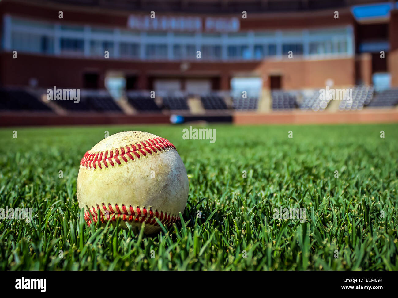 Worn baseball in a baseball stadium Stock Photo - Alamy