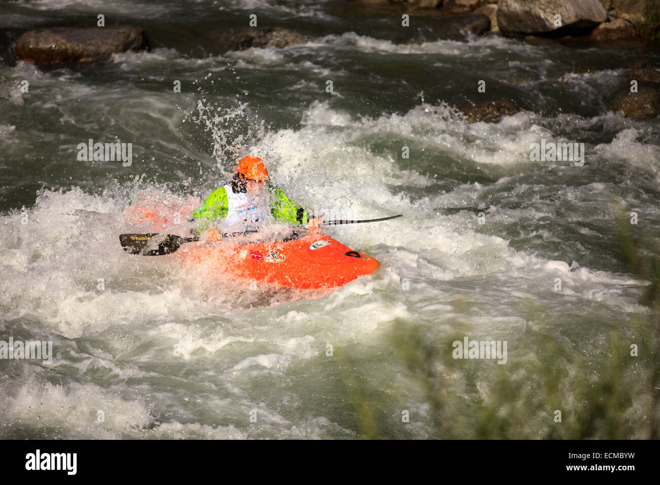 Kayak competition, Toce river, Crodo, VCO, Piedmont, Italy Stock Photo ...