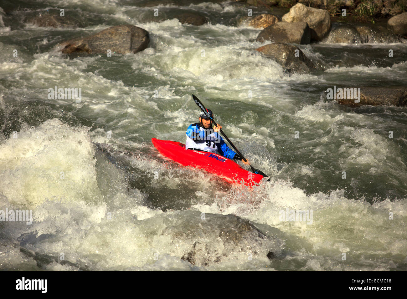 Kayak competition, Toce river, Crodo, VCO, Piedmont, Italy Stock Photo ...