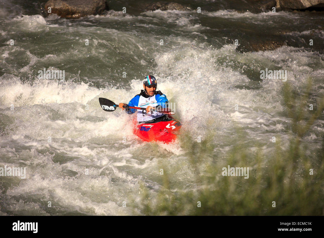 Kayak competition, Toce river, Crodo, VCO, Piedmont, Italy Stock Photo ...