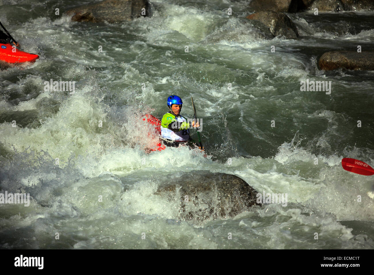 Kayak competition, Toce river, Crodo, VCO, Piedmont, Italy Stock Photo ...