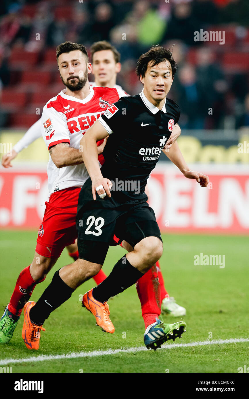 Cologne, Germany. 16th Dec, 2014. Shinji Okazaki (Mainz), Dominic Maroh ...