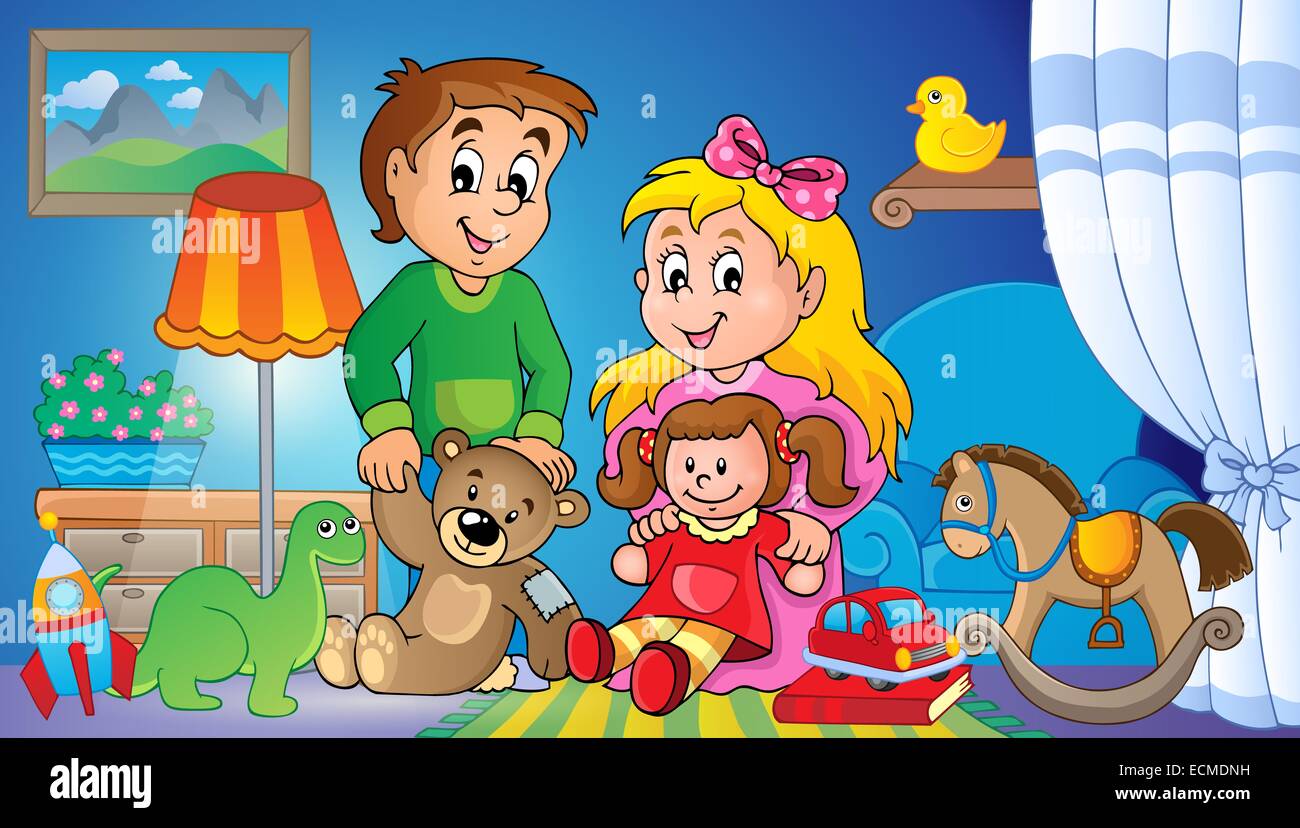 Children with toys theme image 2 - picture illustration Stock Photo - Alamy