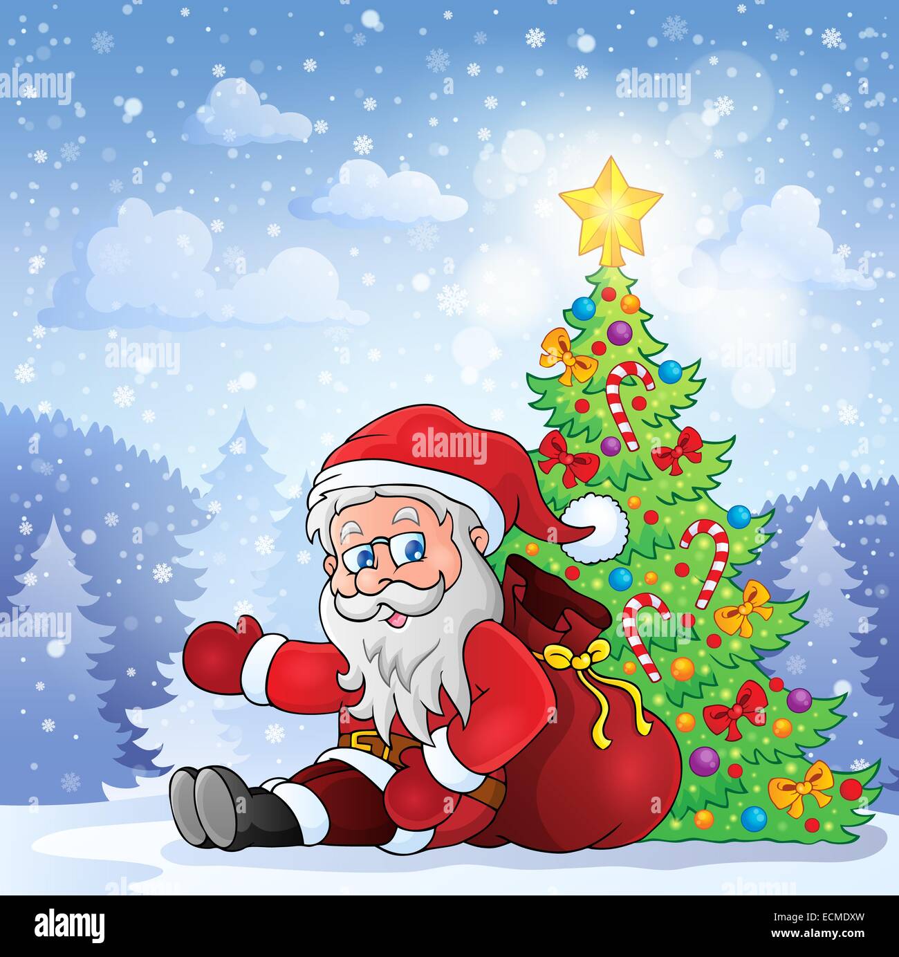 Santa Claus in snowy weather - picture illustration Stock Photo - Alamy