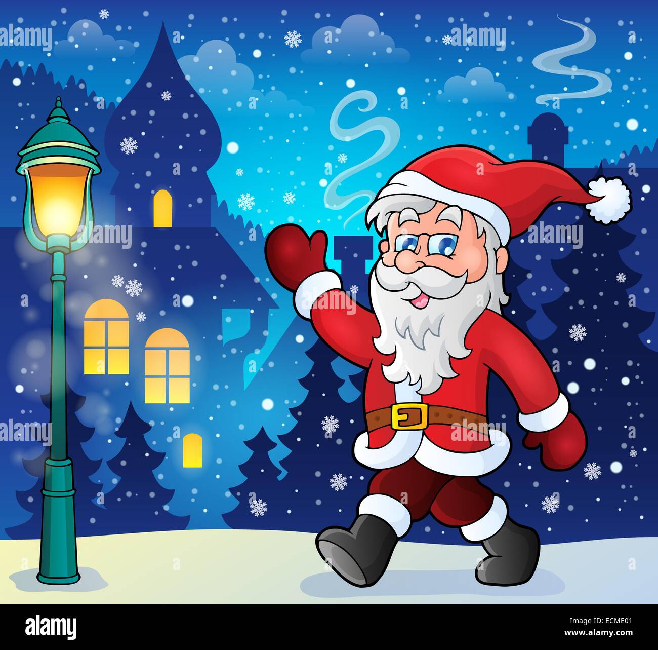 Santa Claus walk theme 6 - picture illustration Stock Photo - Alamy