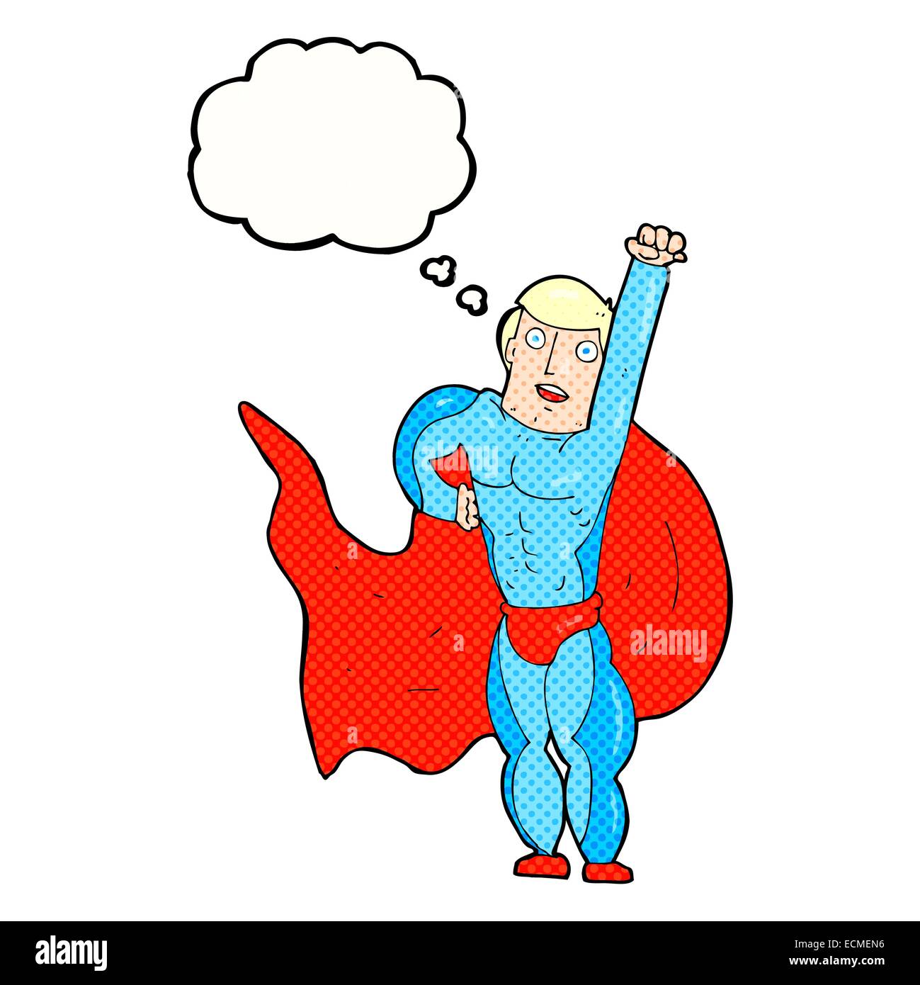 cartoon superhero with thought bubble Stock Vector Image & Art - Alamy