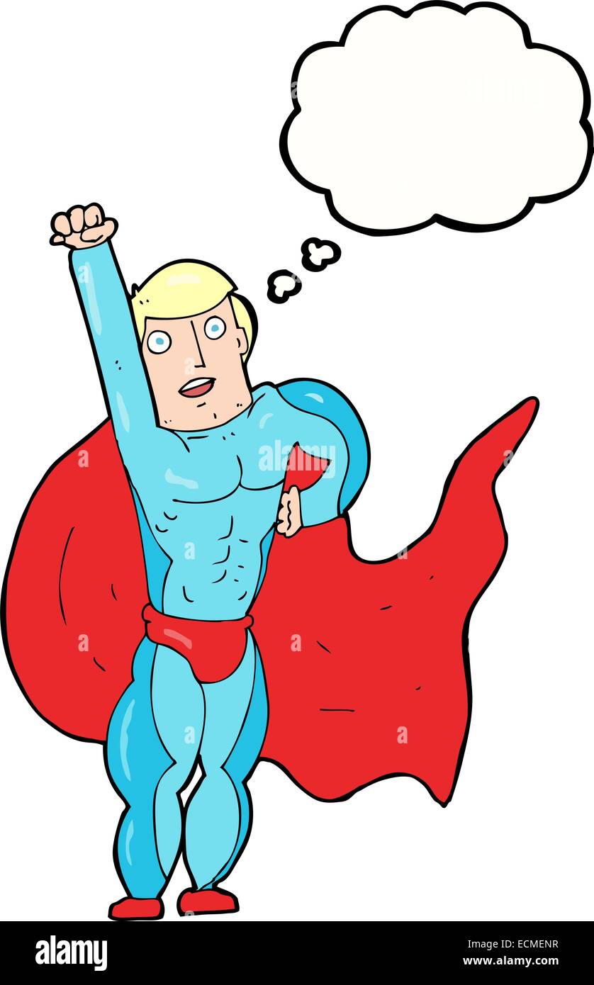 cartoon superhero with thought bubble Stock Vector Image & Art - Alamy