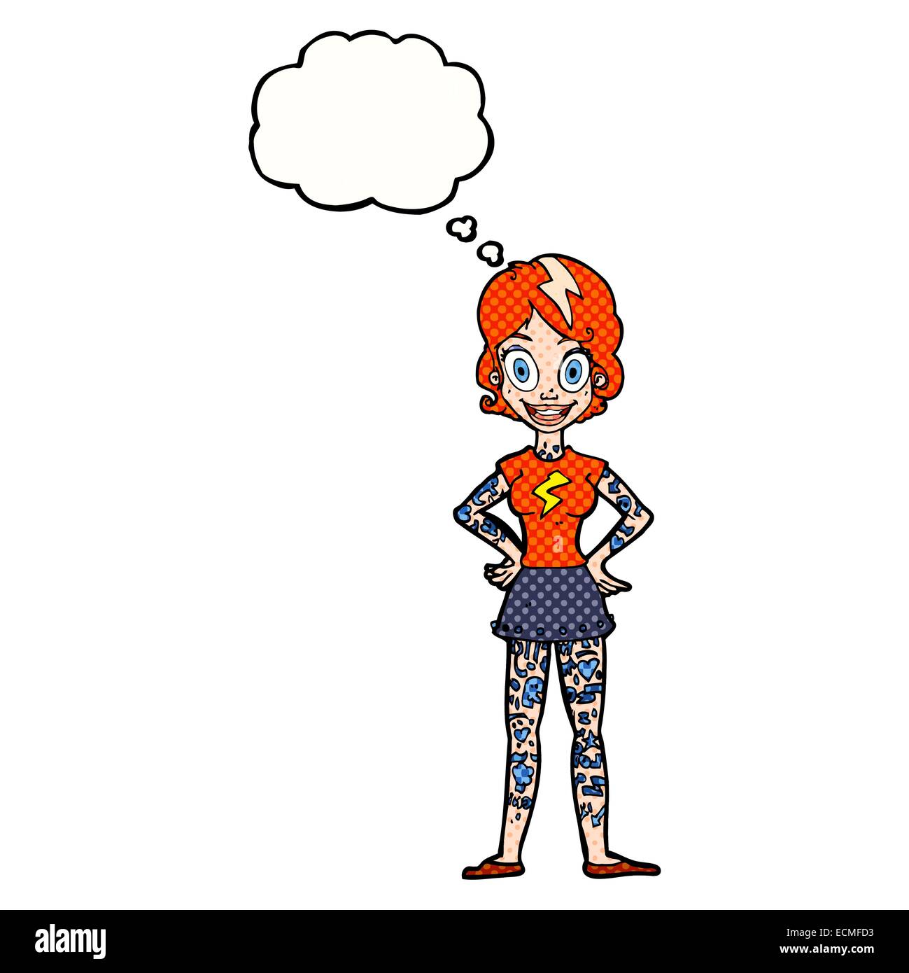 cartoon woman with heavy tattoos with thought bubble Stock Vector Image ...