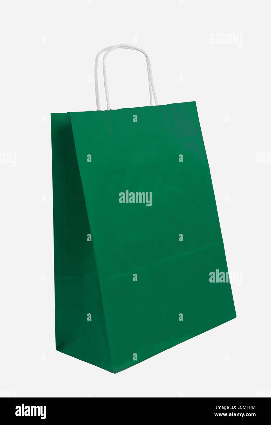 green shopping bag on the white background Stock Photo - Alamy