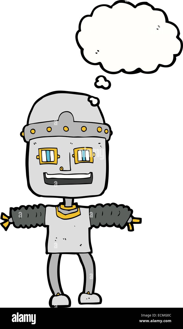 cartoon robot with thought bubble Stock Vector Image & Art - Alamy