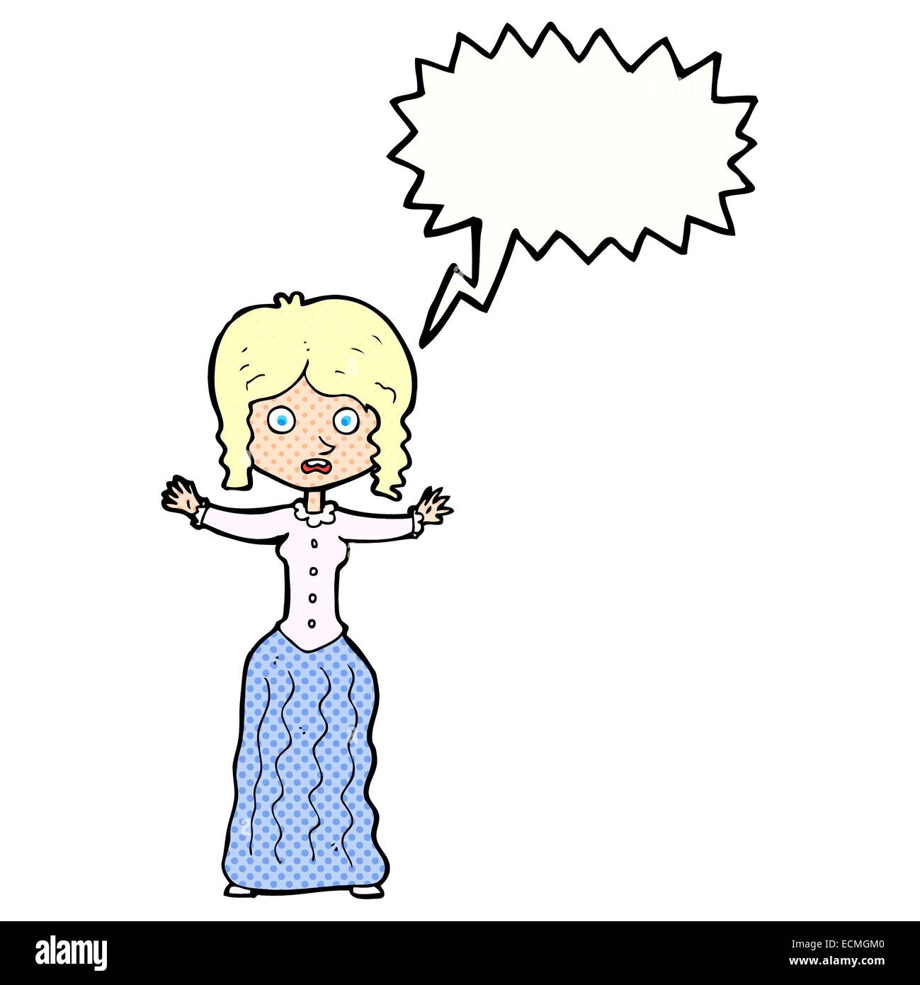 cartoon worried victorian woman with speech bubble Stock Vector Image ...