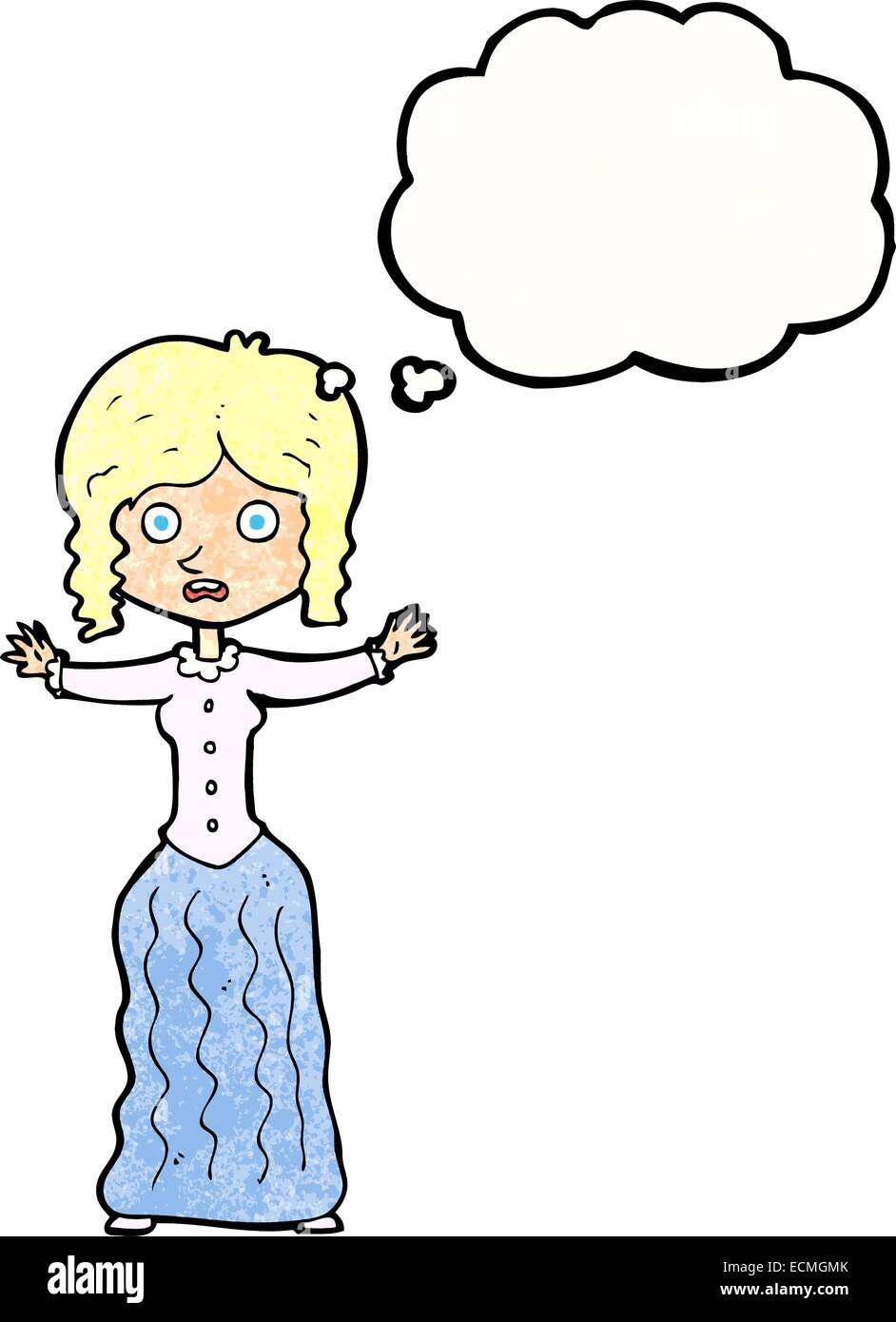 cartoon worried victorian woman with thought bubble Stock Vector Image ...