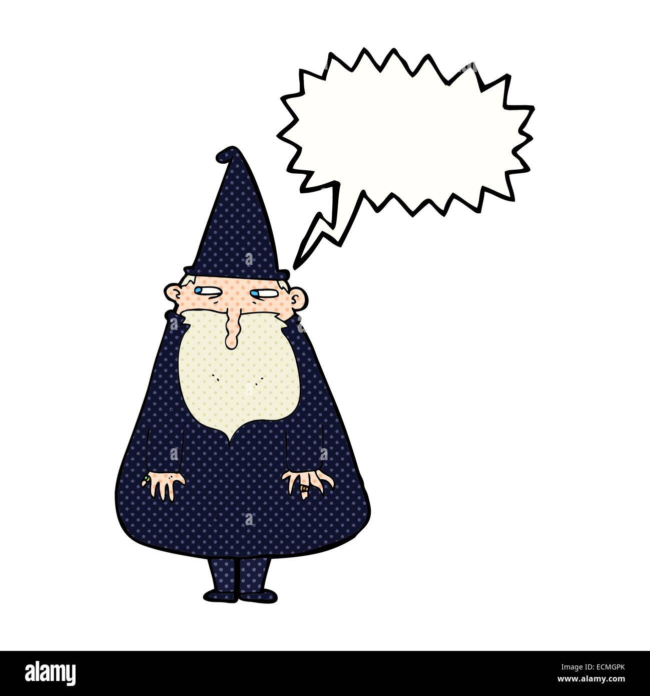 cartoon wizard with speech bubble Stock Vector Image & Art - Alamy