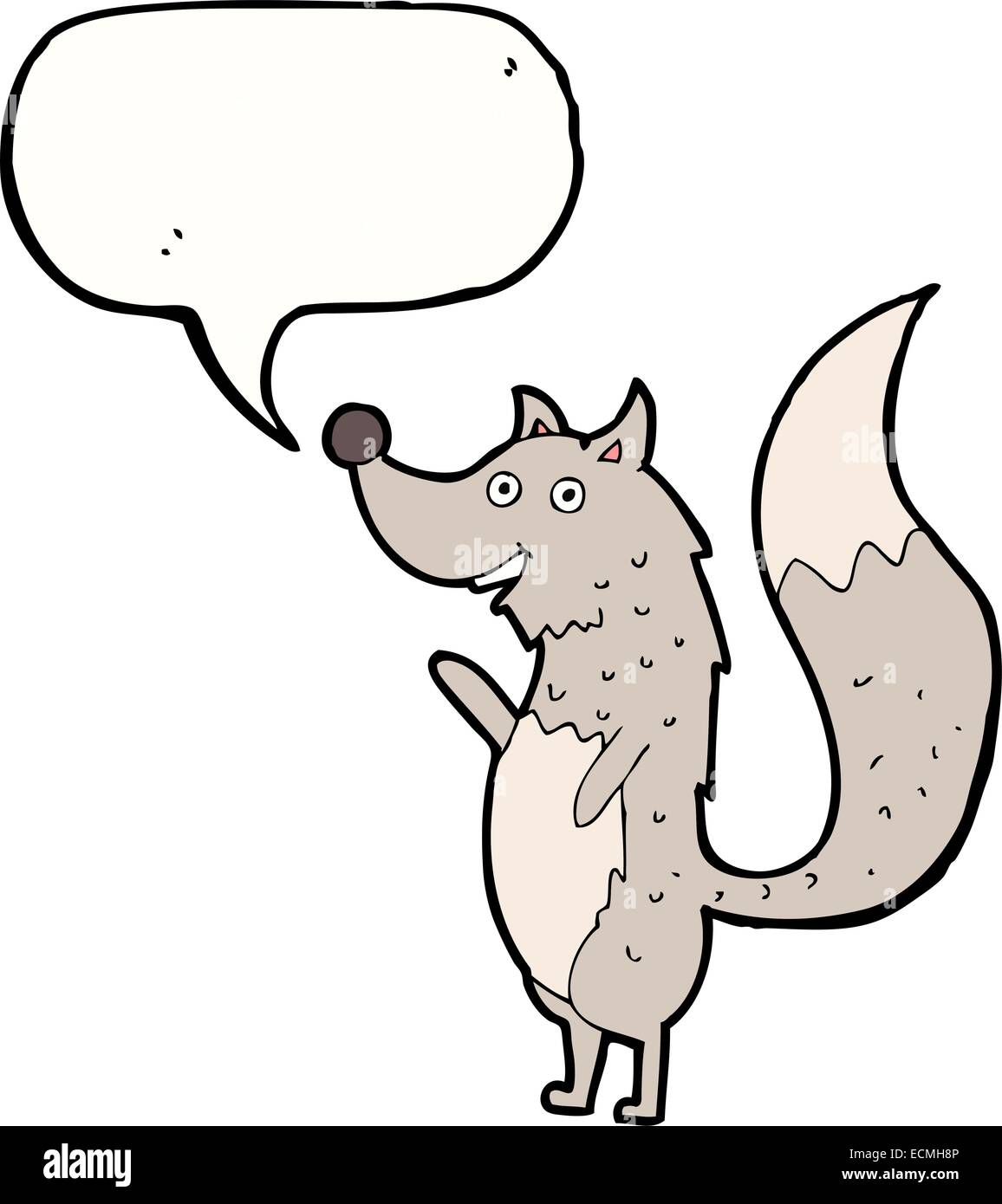 cartoon waving wolf with speech bubble Stock Vector Image & Art - Alamy