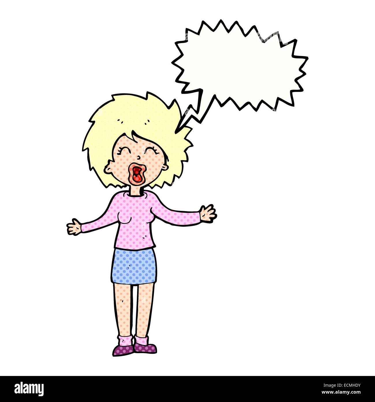 cartoon loud woman with speech bubble Stock Vector Image & Art - Alamy