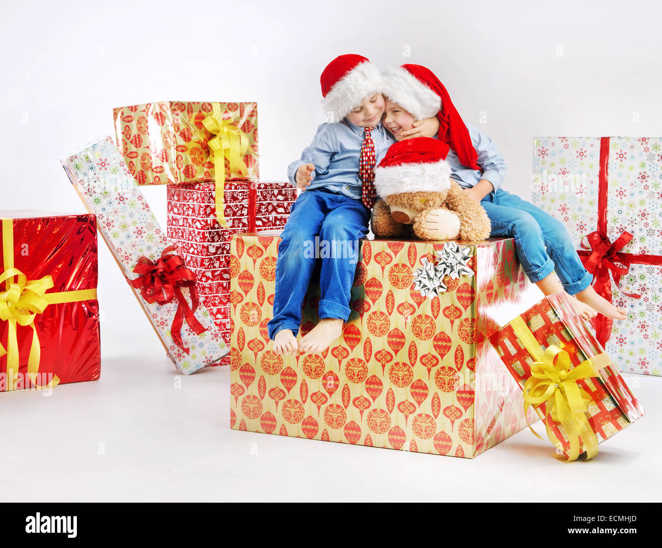 Portrait of two hugging elf brothers Stock Photo - Alamy