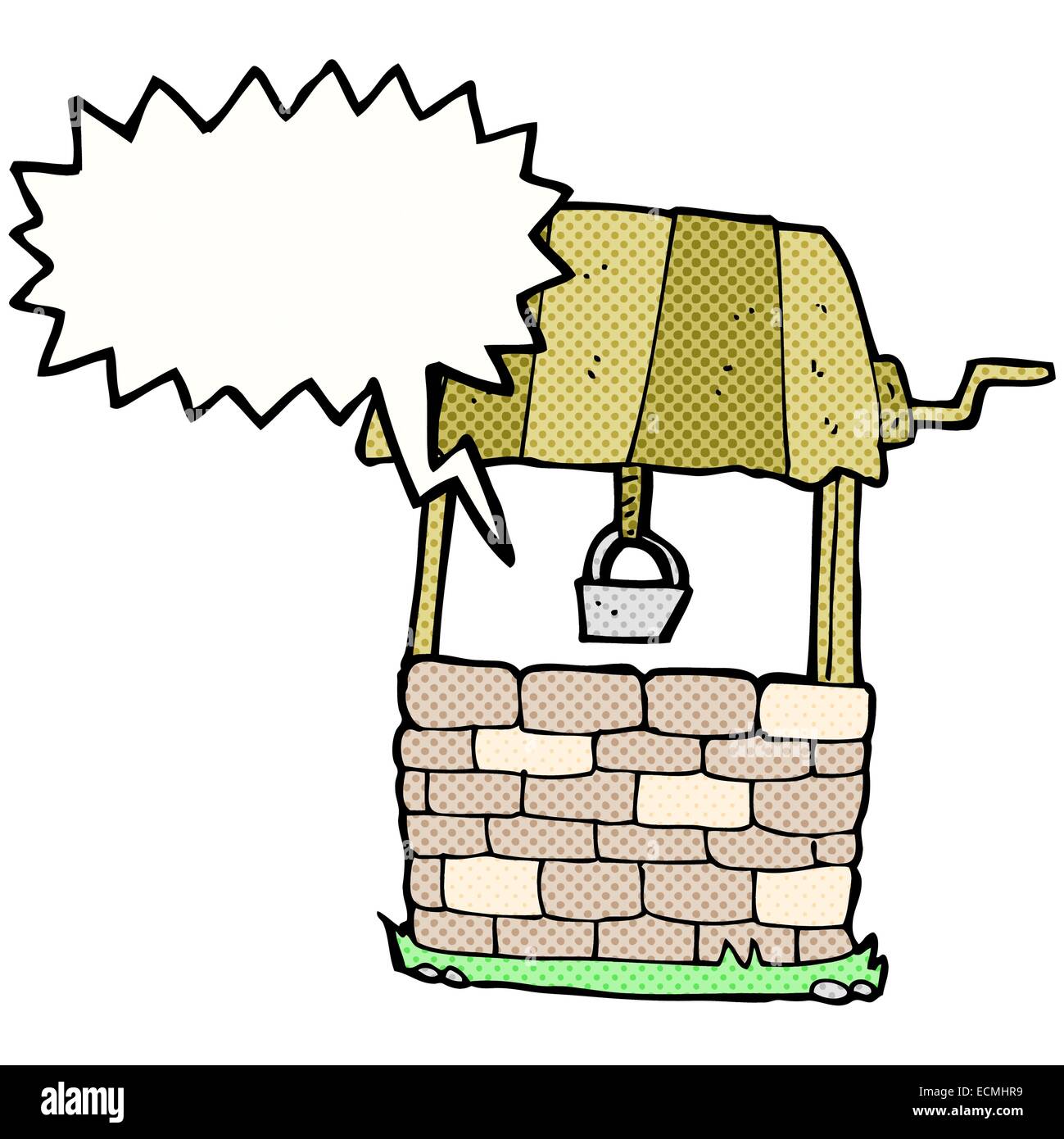 cartoon wishing well with speech bubble Stock Vector Image & Art - Alamy