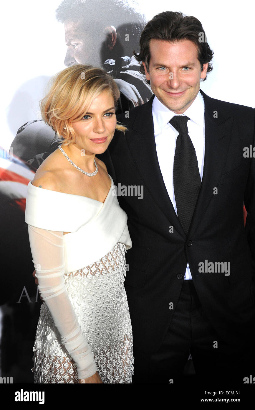 Sienna Miller and Bradley Cooper attending the 'American Sniper' New ...