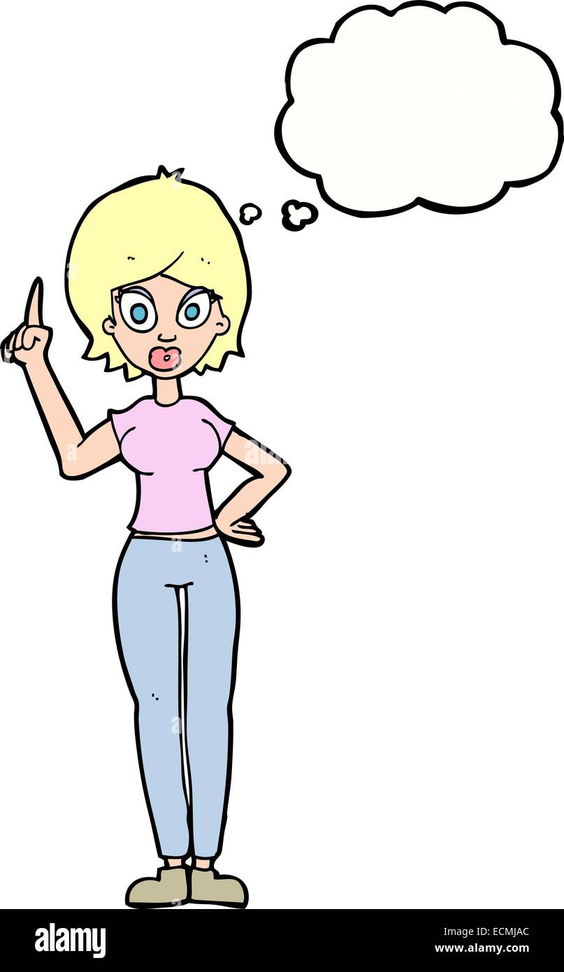 cartoon woman explaining her point with thought bubble Stock Vector ...