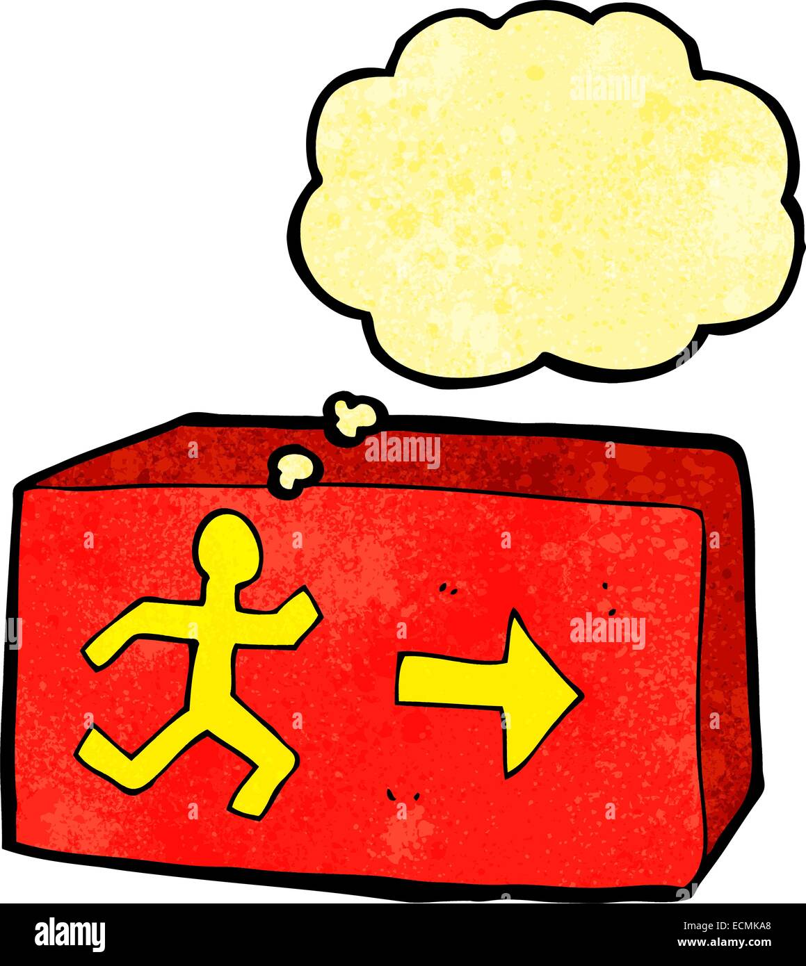 cartoon exit sign with thought bubble Stock Vector Image & Art - Alamy