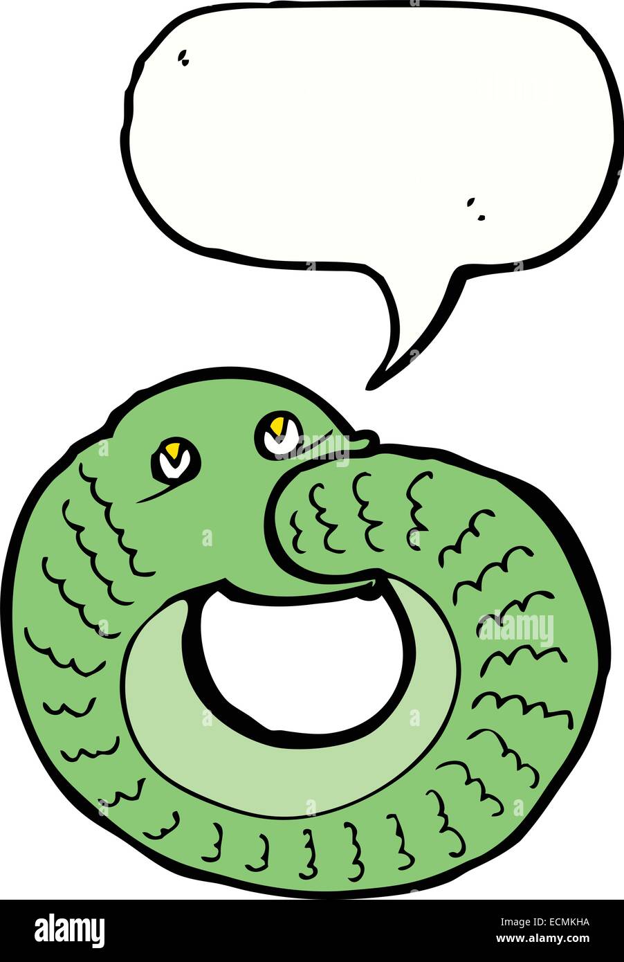 cartoon snake eating own tail with speech bubble Stock Vector Image ...