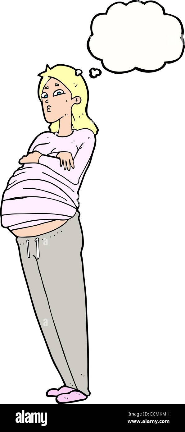 cartoon pregnant woman with thought bubble Stock Vector Image & Art - Alamy
