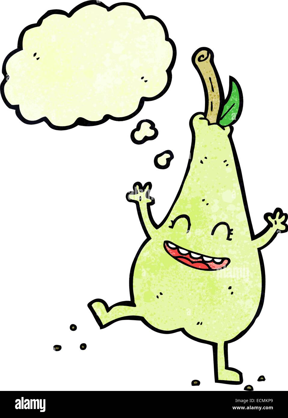 cartoon happy dancing pear with thought bubble Stock Vector Image & Art ...