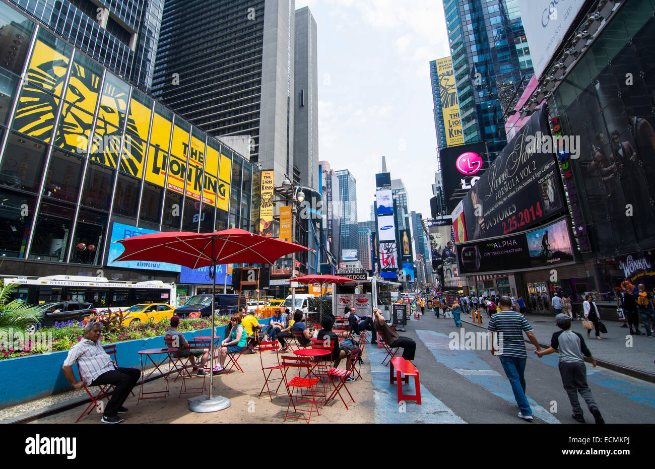 New York City New York busy Times Square with traffic and people in ...