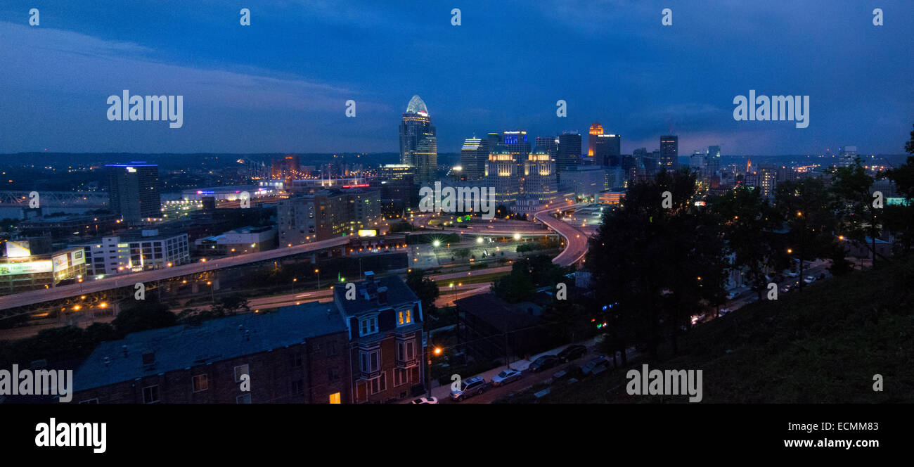 Cincinnati Ohio night exposure from above at Mt Adams at The View in ...