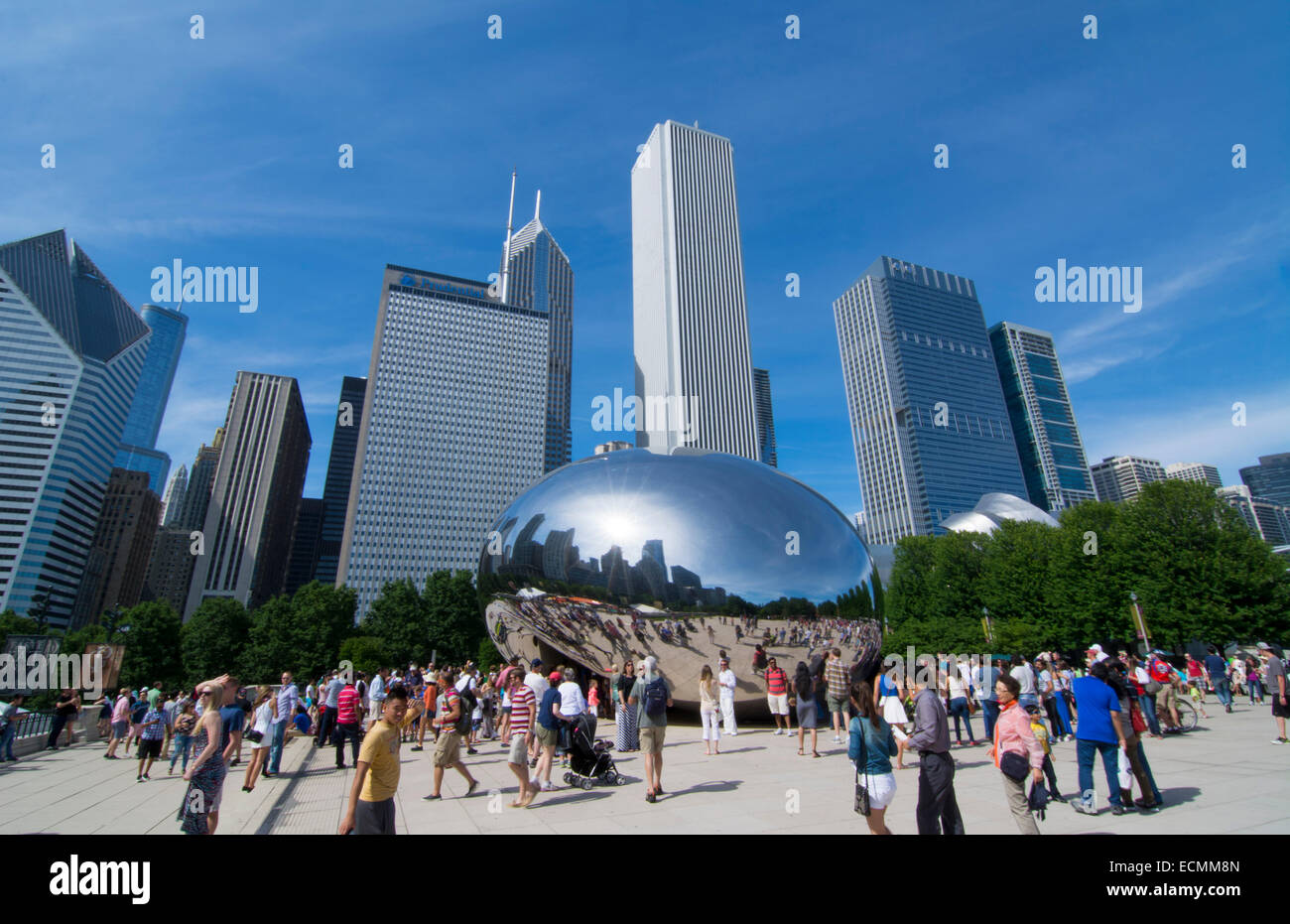 Chicago Illinois Millennium Park with famous Cloud Gate sculpture ...