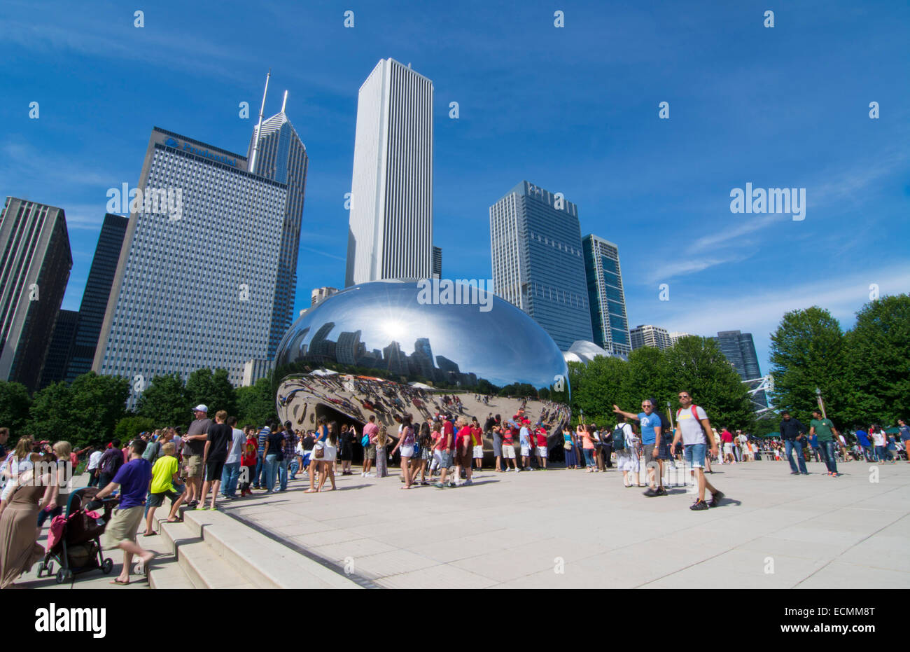 Chicago Illinois Millennium Park with famous Cloud Gate sculpture ...