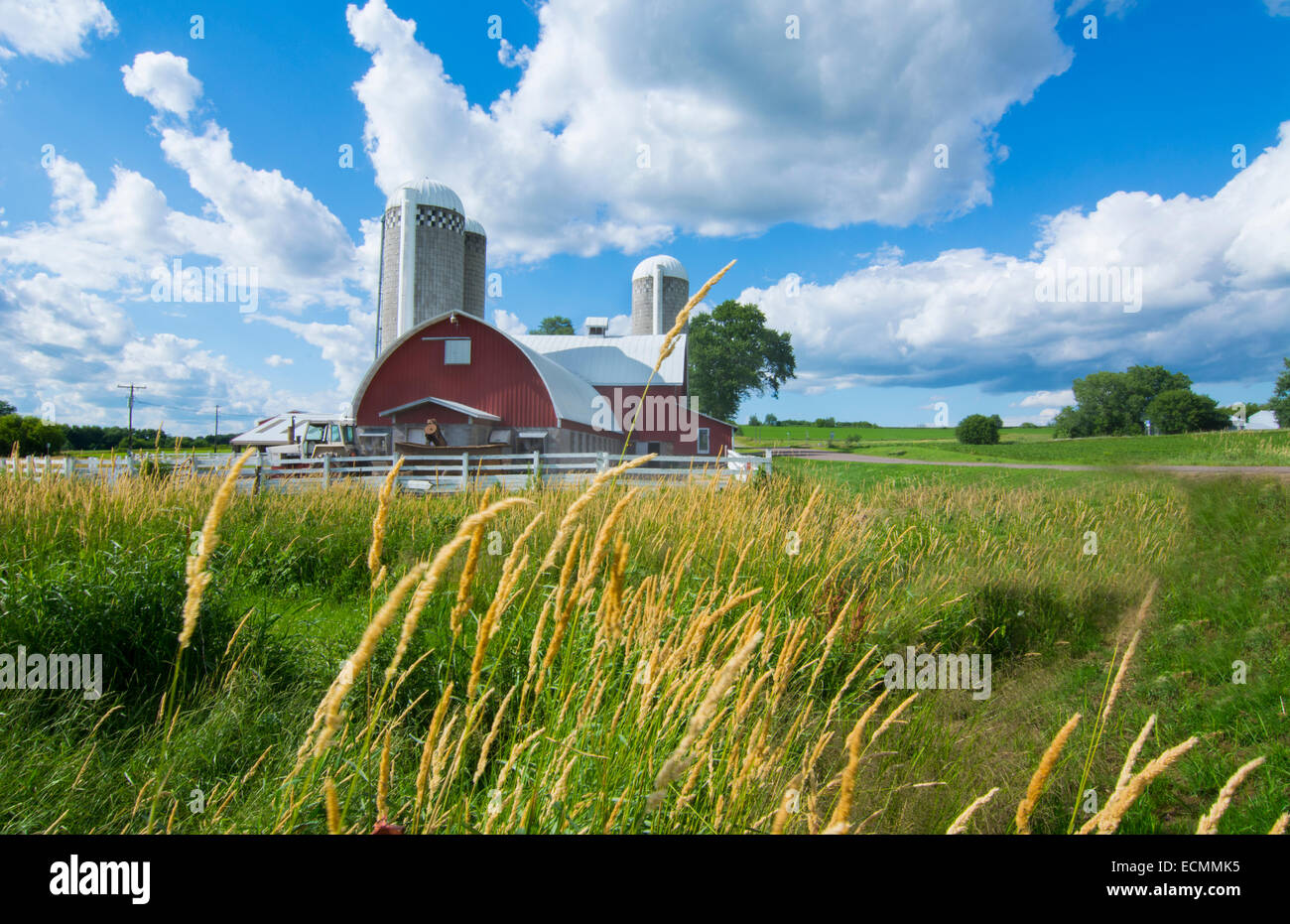 Eau Claire Wisconsin farm and red barn in picturesque scene of farming ...