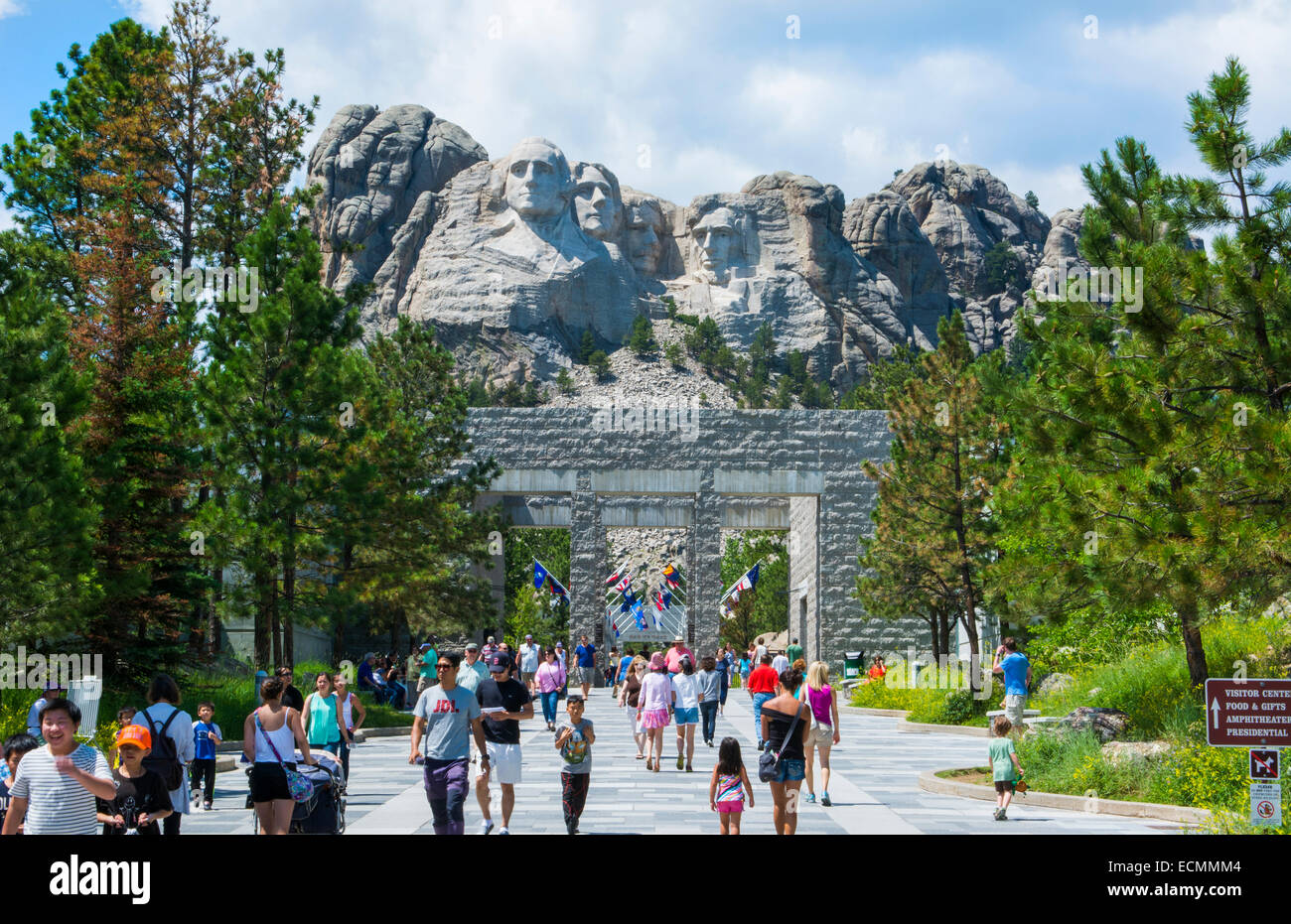 Mount Rushmore South Dakota Keystone entrance with flags to National ...