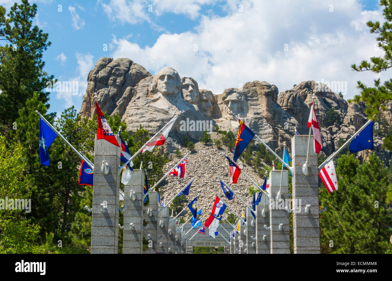 Mount Rushmore South Dakota Keystone entrance with flags to National ...