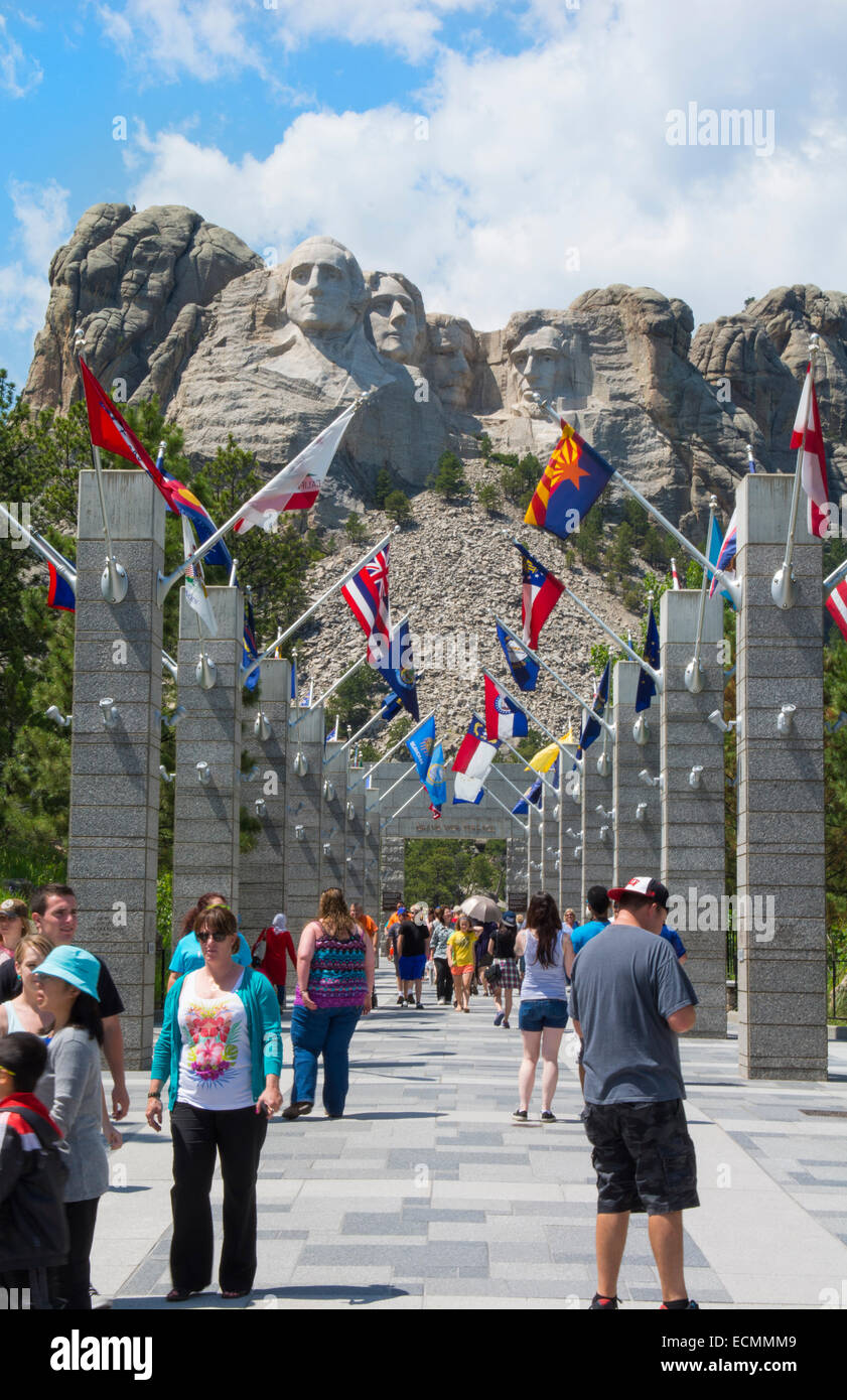 Mount Rushmore South Dakota Keystone entrance with flags to National ...