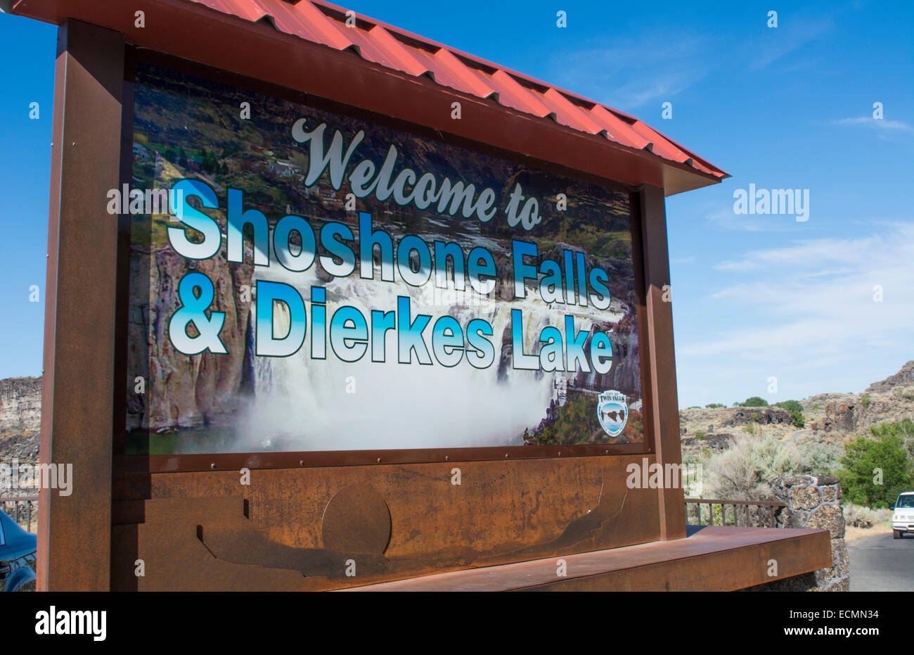 Twin Falls Idaho sign of attraction of Shoshone Falls & Dierkes Lake ...