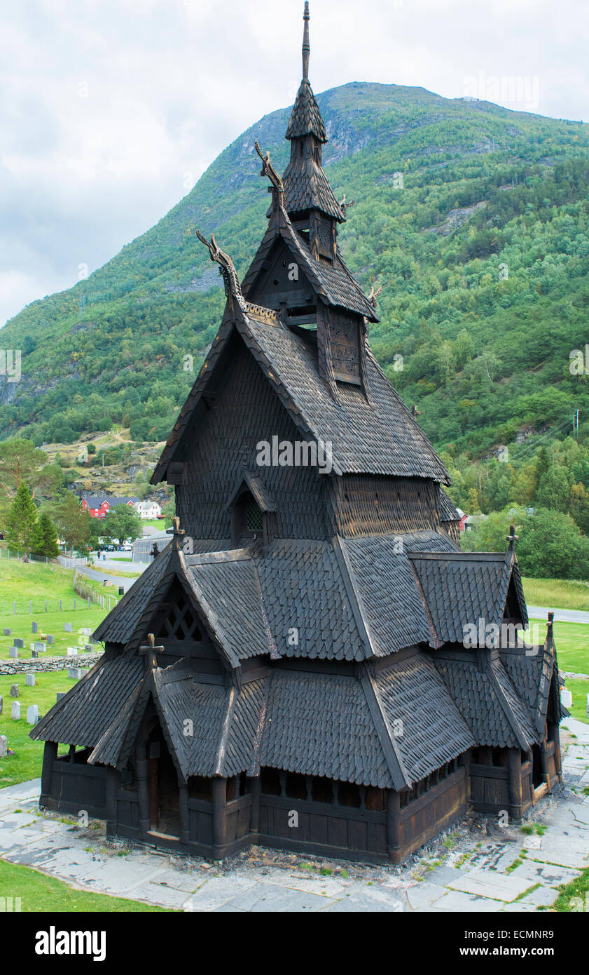 Borgund Norway famous old Norwegian church called Borgund Stave Church ...