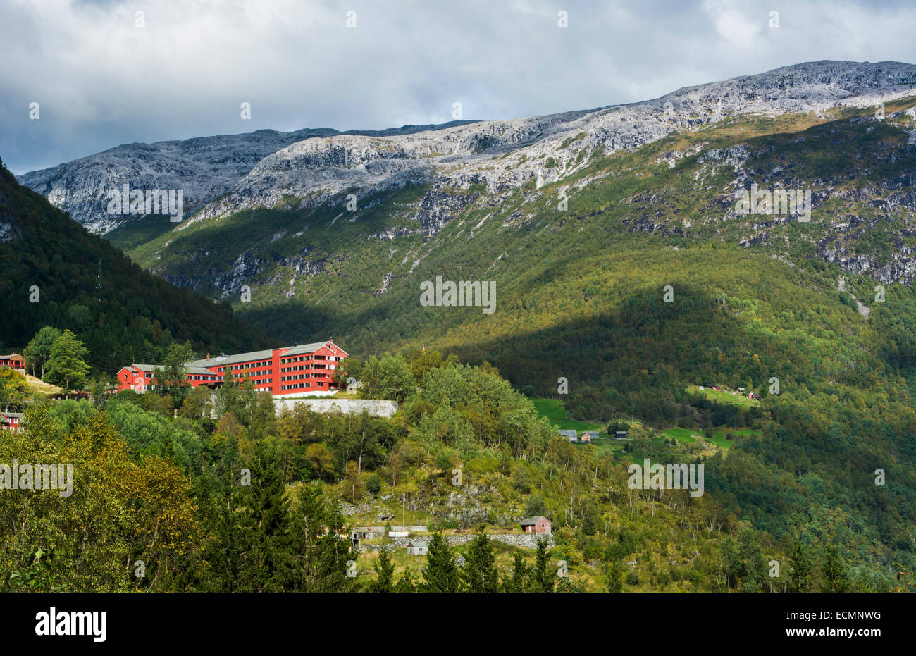 Stalheim Norway red luxury hotel called Stalheim Hotel on mountain ...