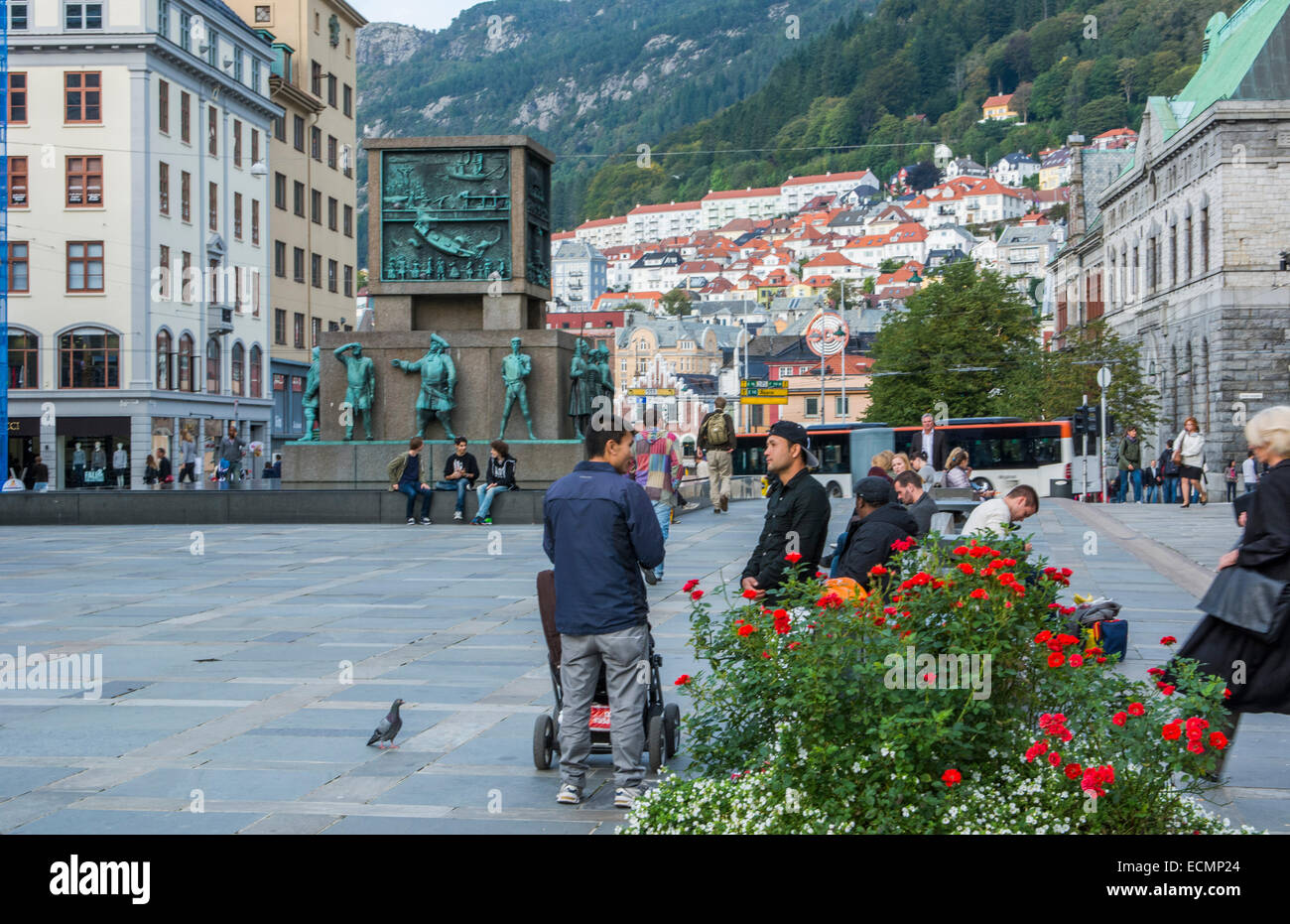 Bergen Norway Torgallmenningen Street the main walking street in Bergen ...
