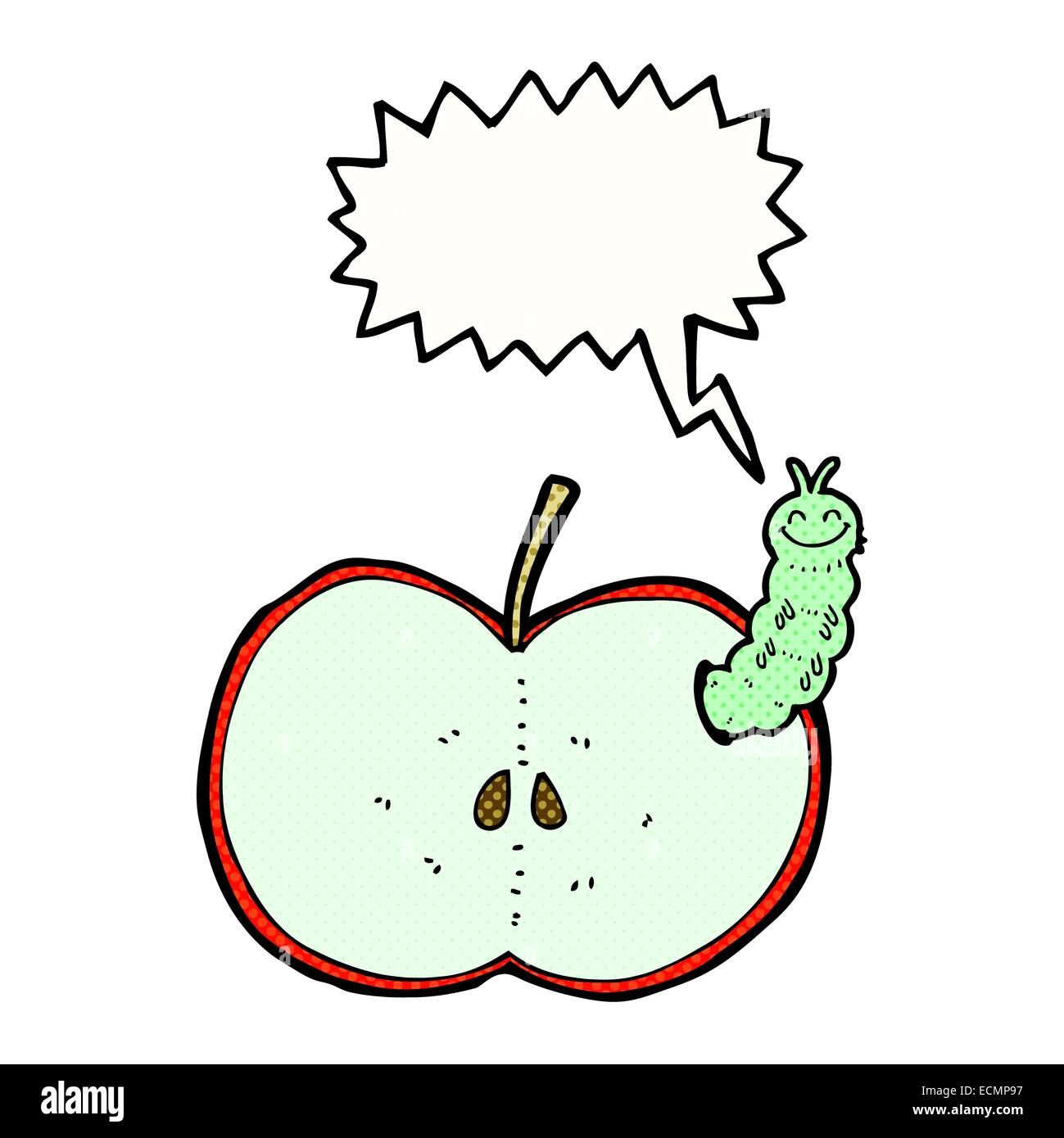 cartoon bug eating apple with speech bubble Stock Vector Image & Art ...