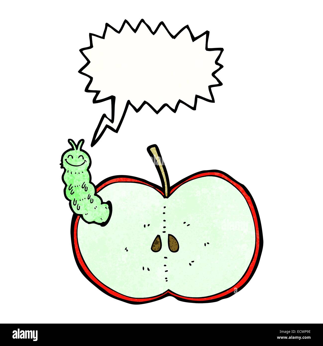 cartoon bug eating apple with speech bubble Stock Vector Image & Art ...