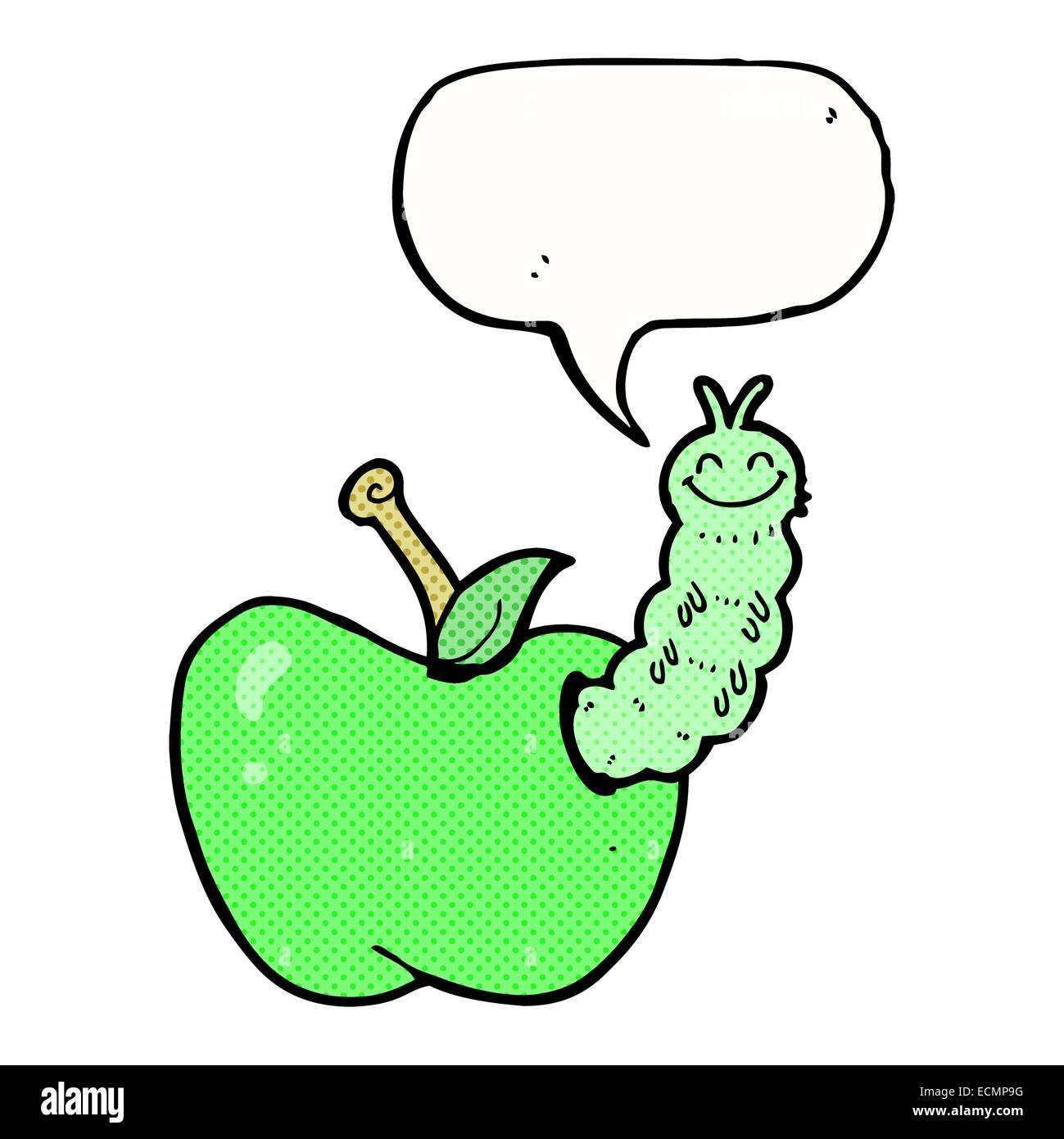 Cartoon bug eating apple Cut Out Stock Images & Pictures - Alamy