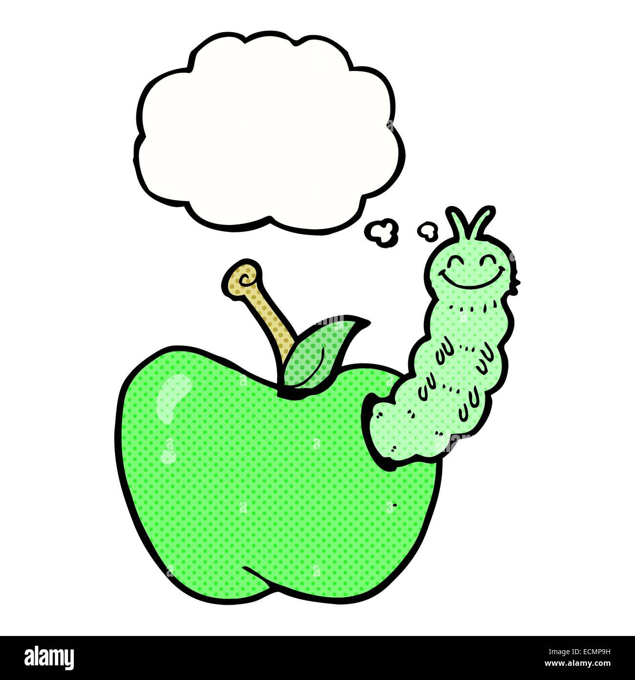 Cartoon bug eating apple Cut Out Stock Images & Pictures - Alamy