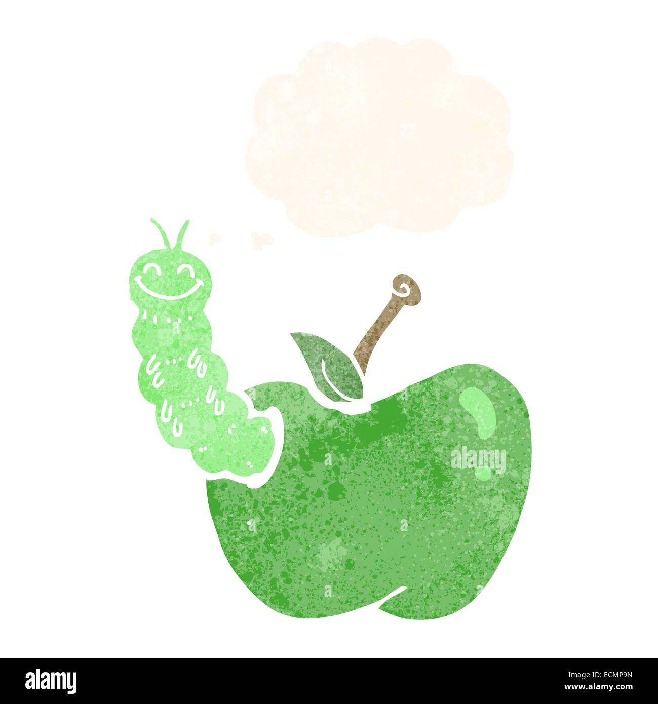 cartoon bug eating apple with thought bubble Stock Vector Image & Art ...
