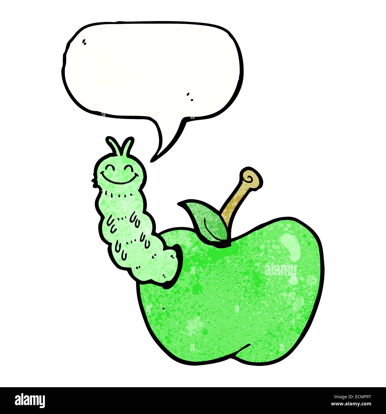 cartoon bug eating apple with speech bubble Stock Vector Image & Art ...