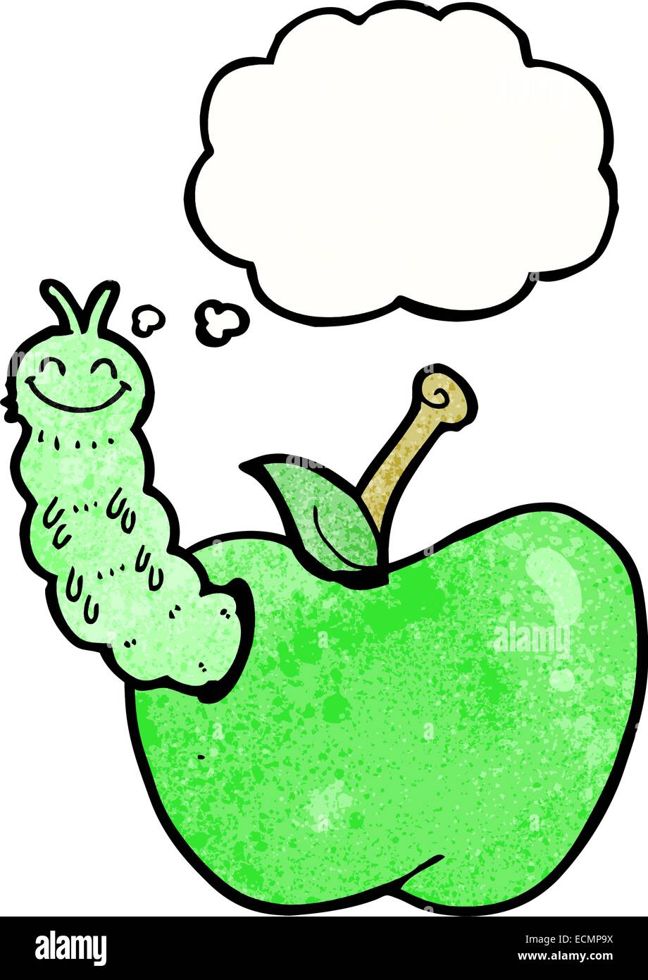 cartoon bug eating apple with thought bubble Stock Vector Image & Art ...