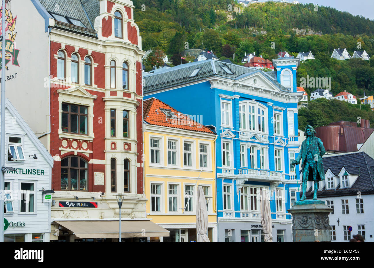 Bergen Norway Bryggen old town old buildings and colorful architecture ...